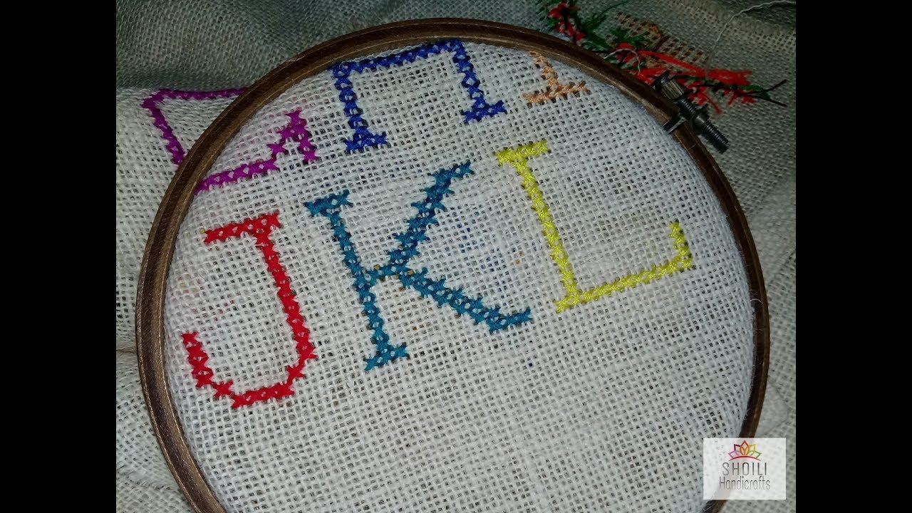 Cross stitch design alphabet || Alphabets by threads (J, K and L) - YouTube