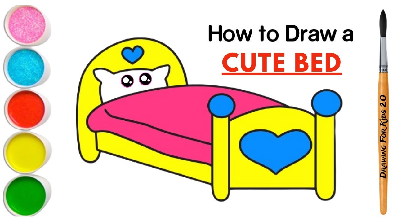 How to draw a Bed Step by Step, Bed Drawing For Kids And Toddler, Easy ...