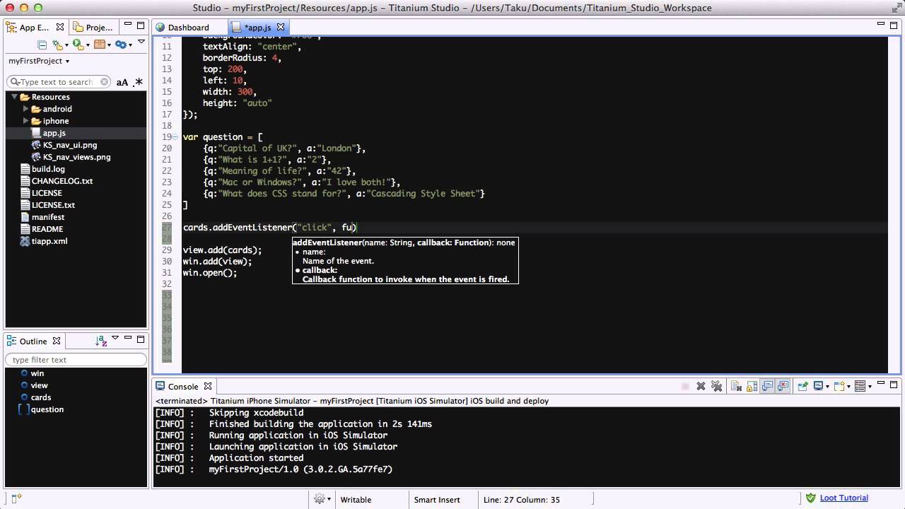 Titanium - 32. How to create a flash card game in Titanium - YouTube
