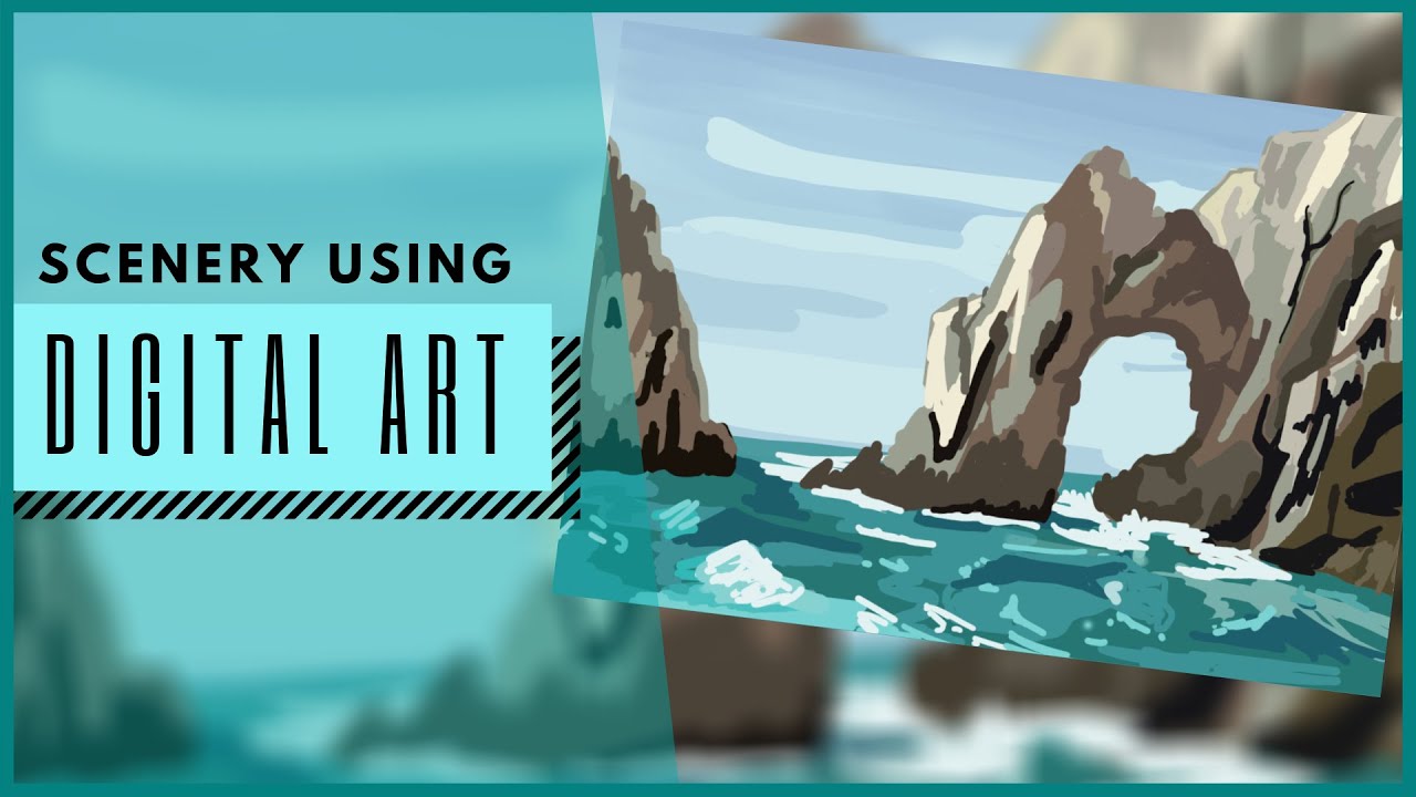 🌊Drawing a Scenery Digitally 🌊 - YouTube