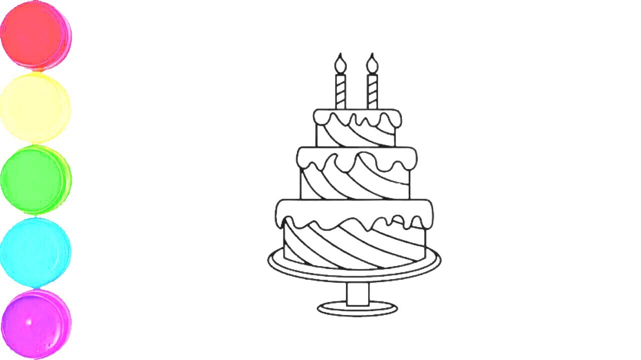 Set Birthday Cakes How to Draw a Birthday Cake - YouTube