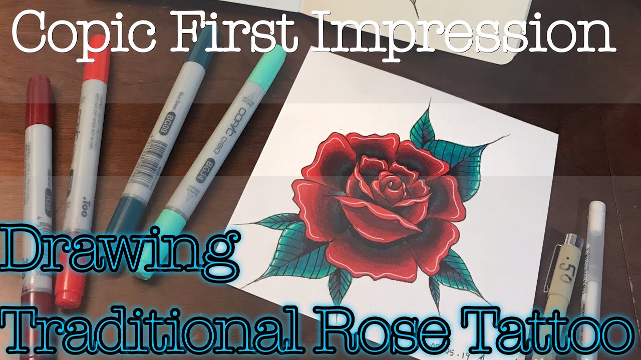Copic first impression drawing traditional rose tattoo design | art ...