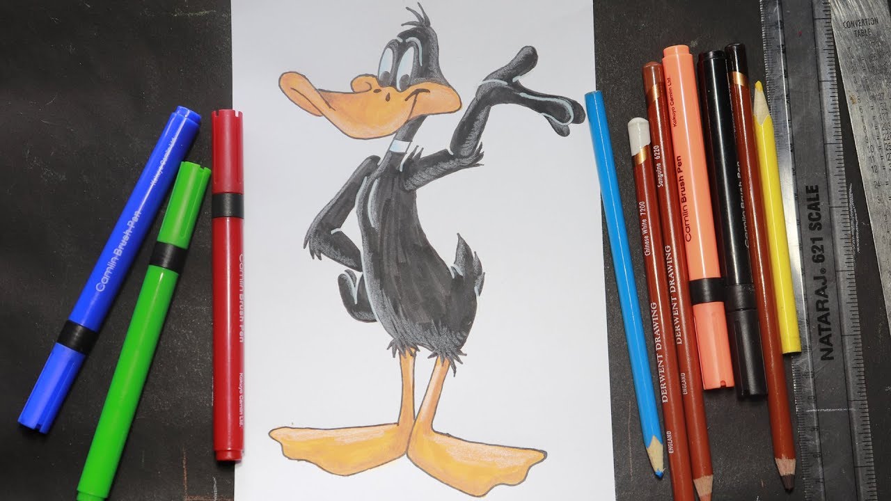 How to draw Daffy Duck/Daffy Duck Cartoon Character Drawing for kids ...