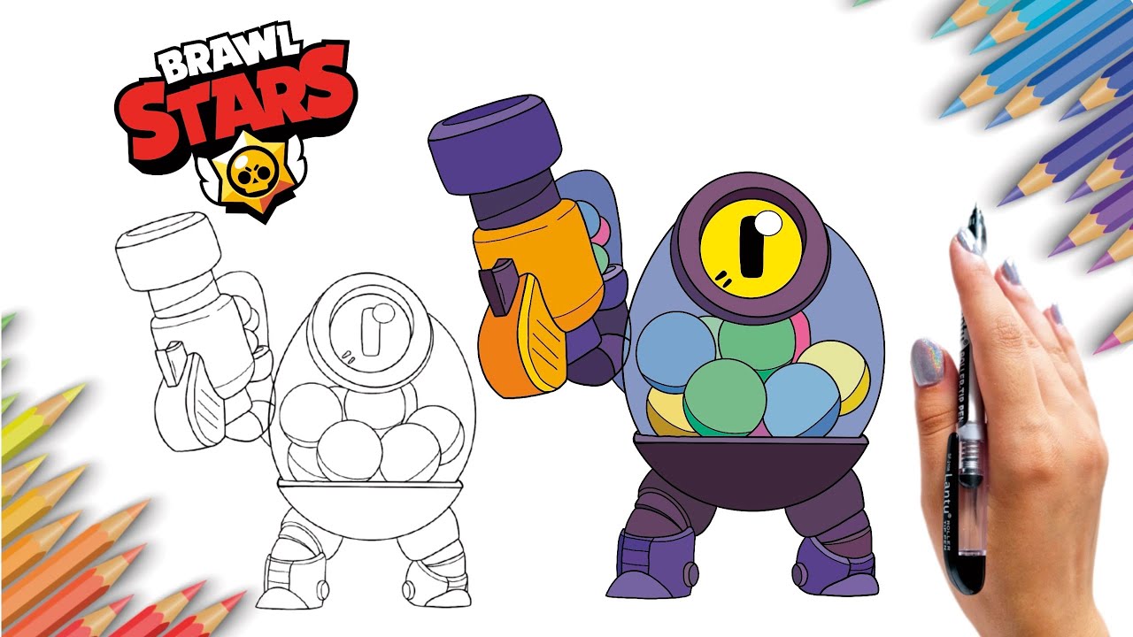 How to draw New Brawler Skin Egg Rico - Brawl Stars New Season Step by ...