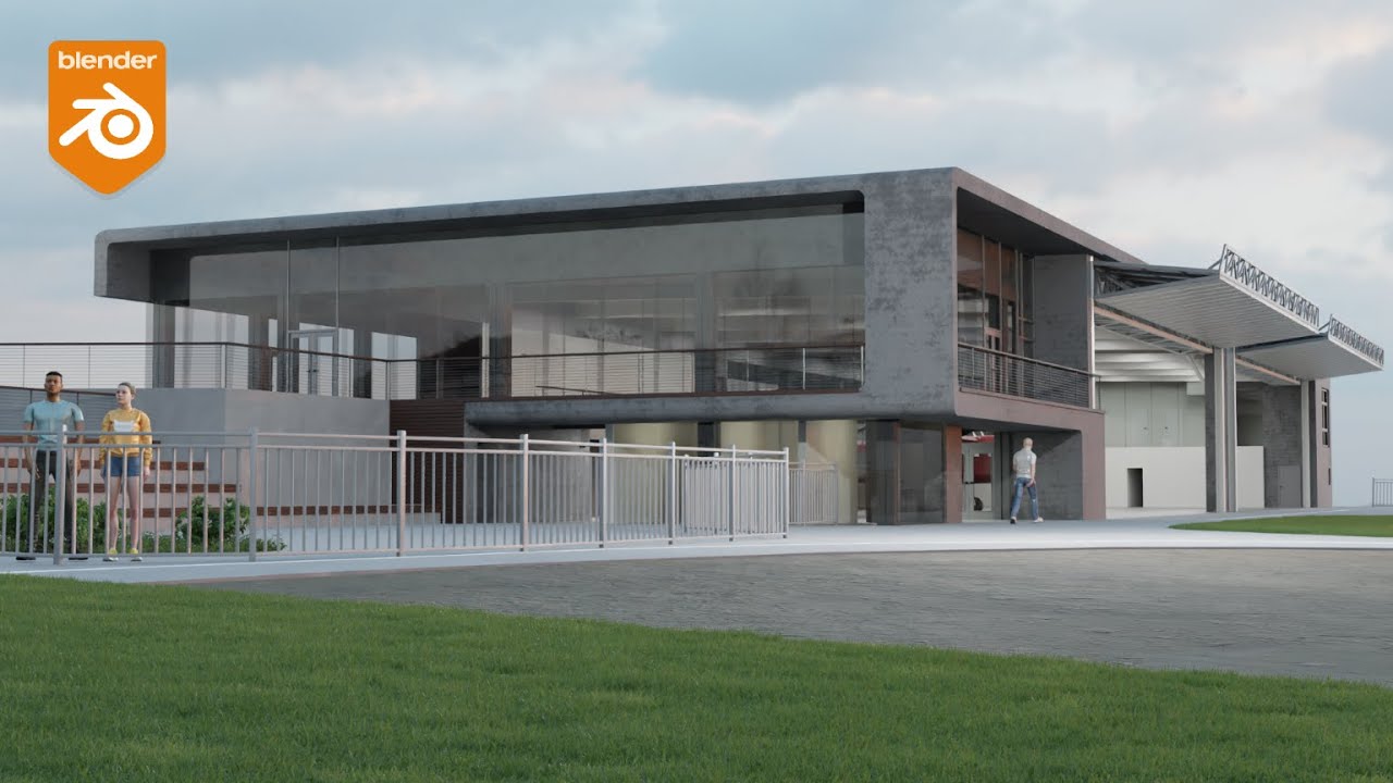 Modern Facility - Created in Blender - YouTube