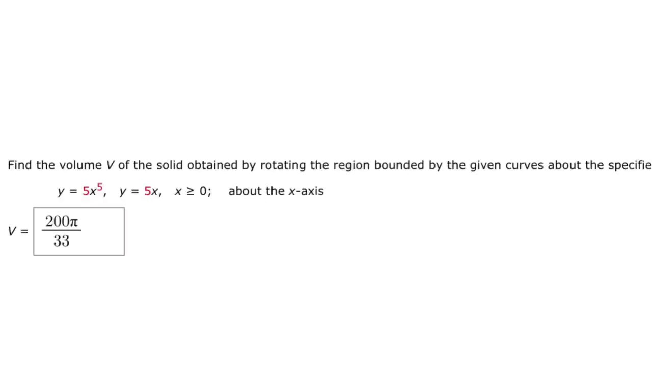 y = 5x5, y = 5x, x ≥ 0; about the x-axis - YouTube