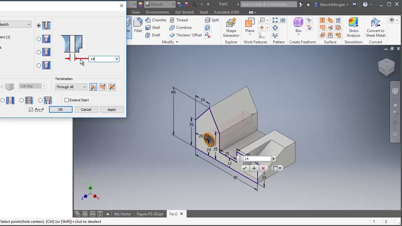How to draw Figure P3-20 using Inventor Pro 2018 - YouTube