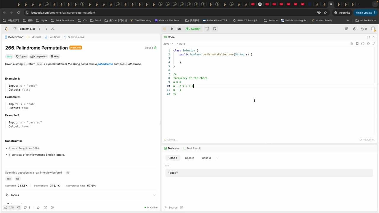 Leetcode 266 Palindrome Permutation - YouTube