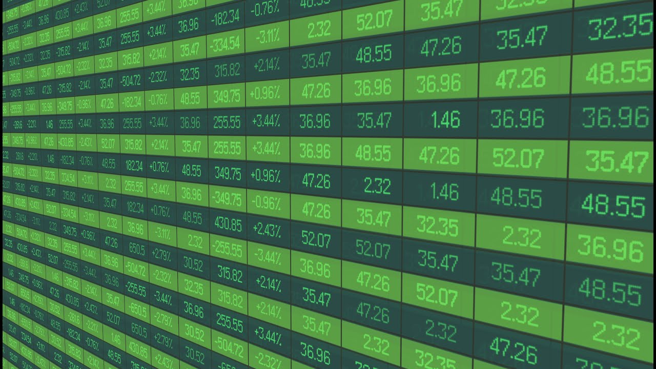 Animated trading statistics, share price indices updating on stock ...