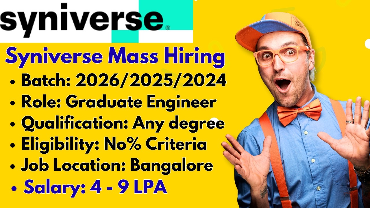 Syniverse is hiring 2026/25/24 batch | No% criteria | 9 LPA Salary ...