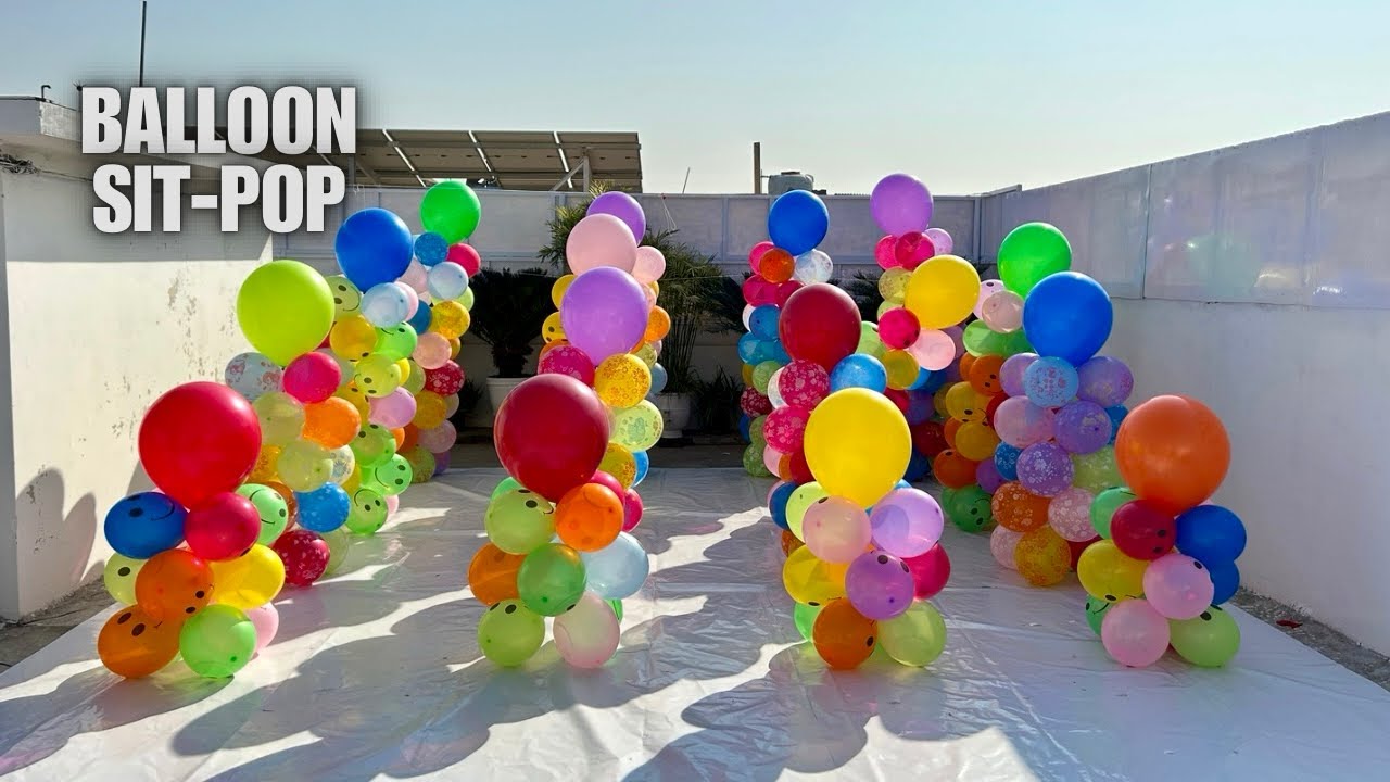Printed Themed Balloons Popping With Sit-pop, Stomping and Hands! - YouTube