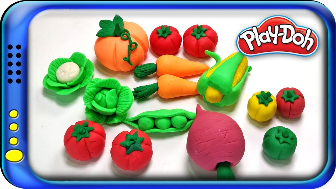 Play doh Vegetables 🌰🌽🥕🍅 | Learn Colors with clay modelling Toys | Easy ...