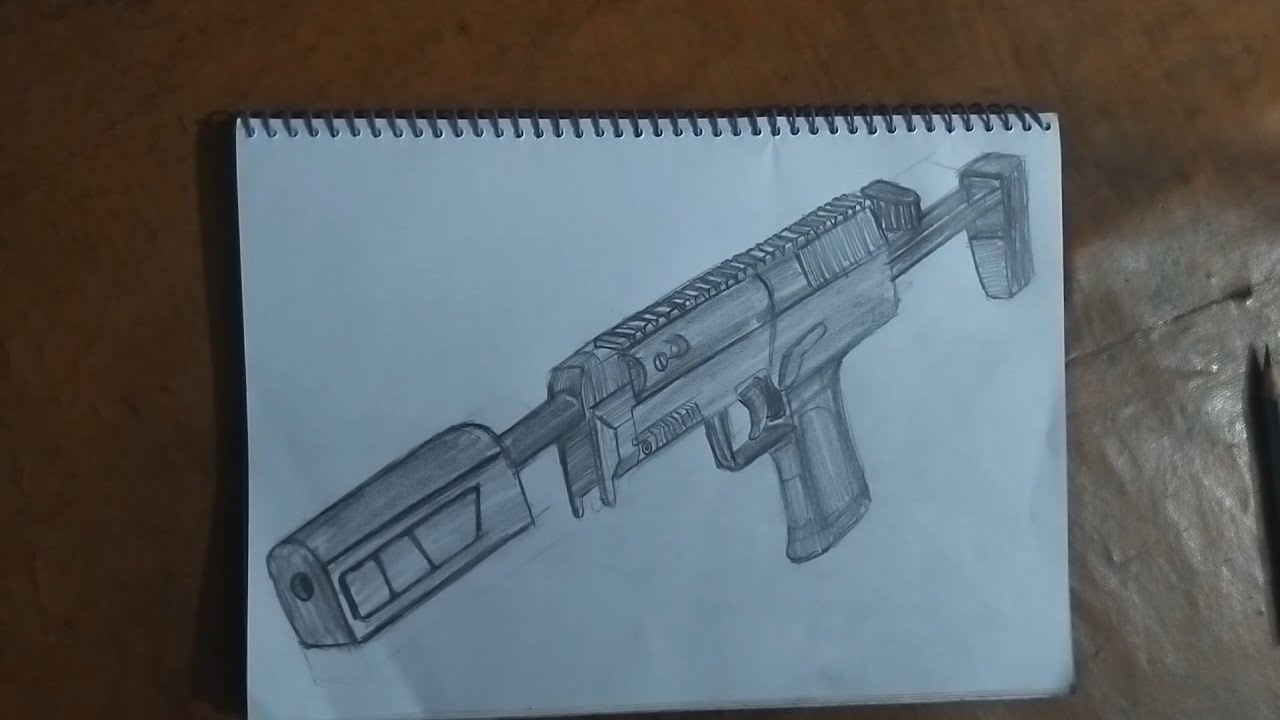 Military Gun Drawing - MP7 Riffle Drawing - YouTube