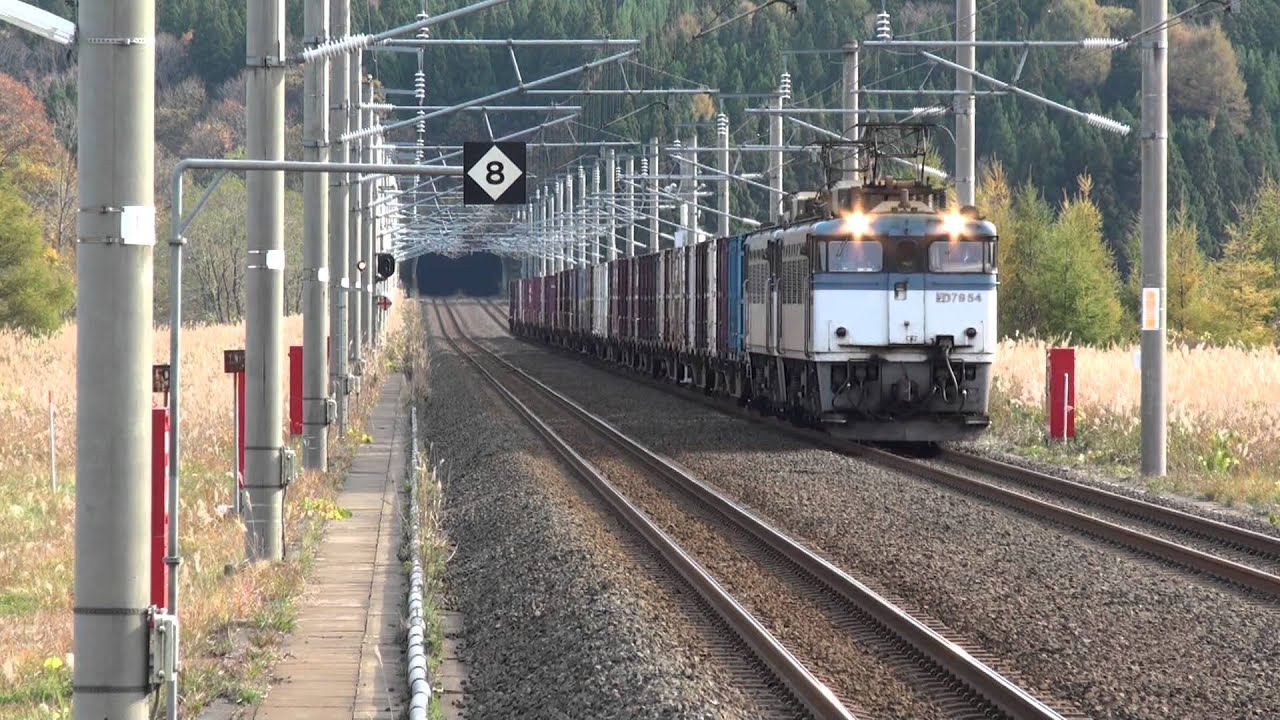 ED79形（50番台）電気機関車牽引コンテナ貨物列車～津軽海峡線津軽今別駅通過～ - YouTube