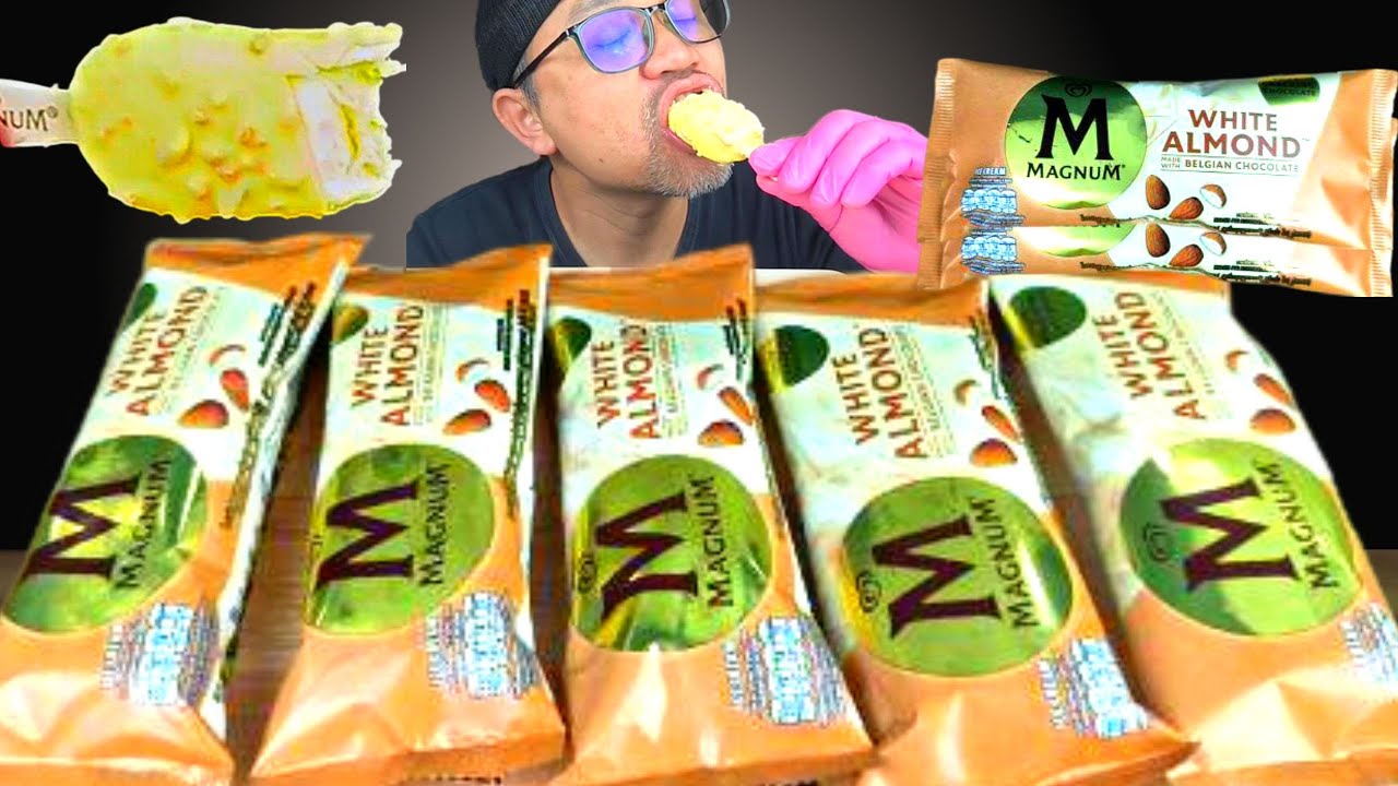 Asmr Eating ice cream magnum white almond - YouTube