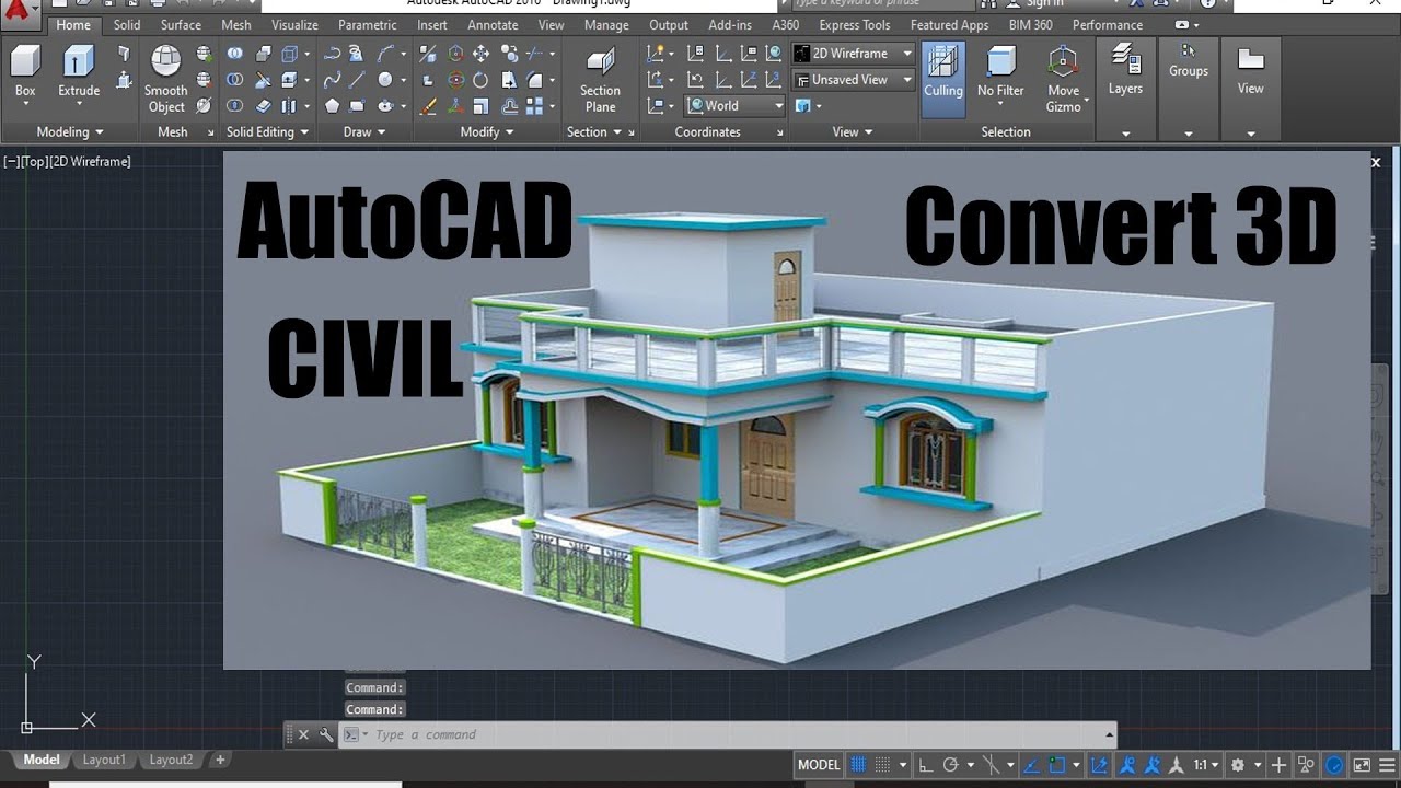 AutoCAD civil professional 2D + 3D convert 3D | architecture | Civil project - YouTube