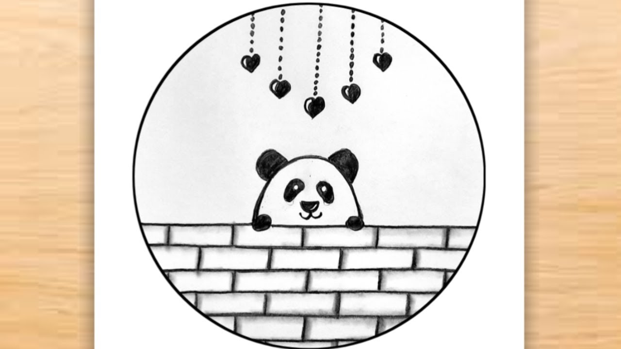 Circle Drawing Scenery / Panda Drawing / Easy Circle Drawing / Pencil ...