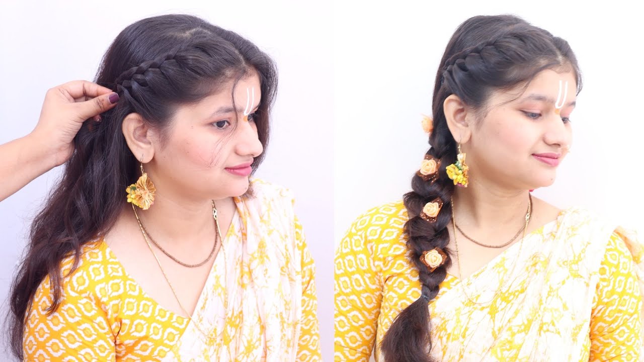 Janmashtami Celebration Ponytail Hairstyle For Lehenga Inspired By ...