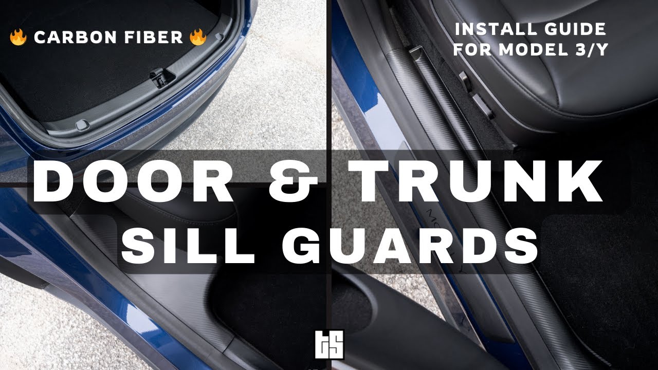 Model Y Door Sill & Trunk Sill Guards - Carbon Fiber Finish - Install ...