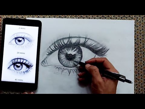 Teaching black eye pencil drawing - YouTube