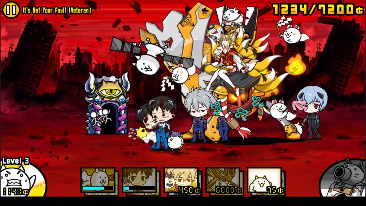 [The Battle Cats] EVA Collab Event! "Unit 13 Strikes!" stage, "Shinji ...