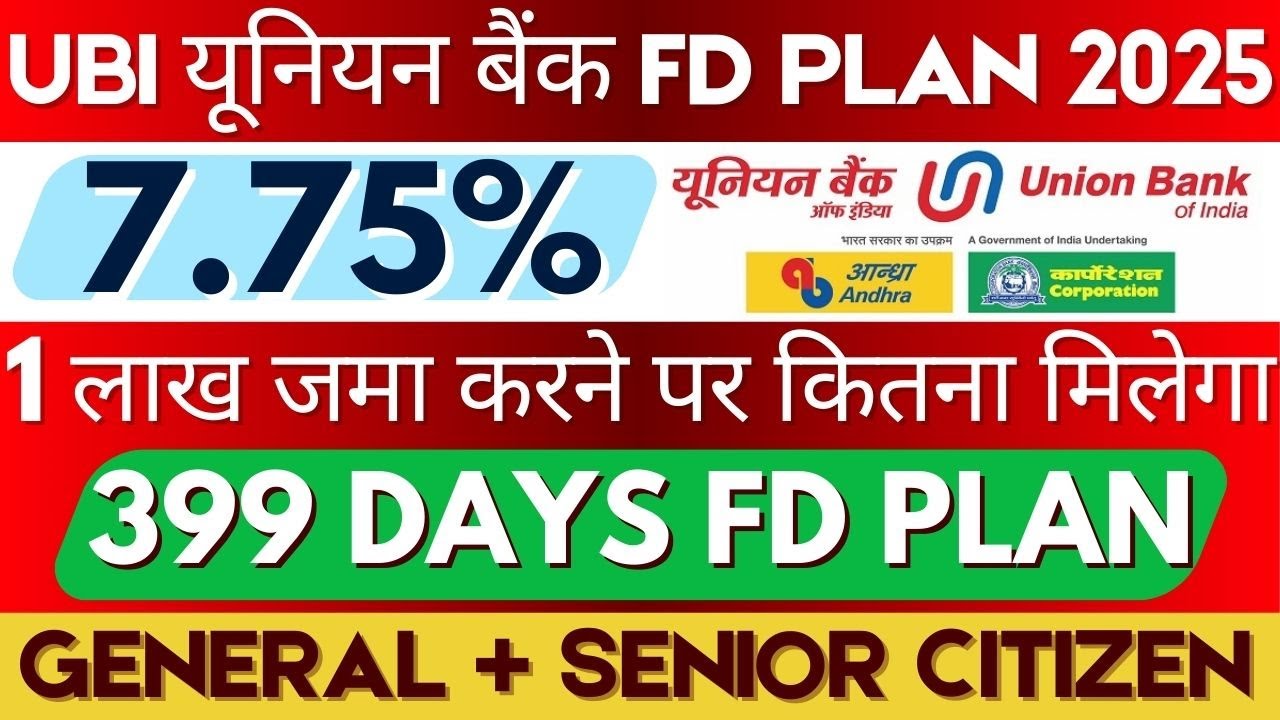 Union Bank of India fixed deposit interest rates || 399 Days Special FD ...