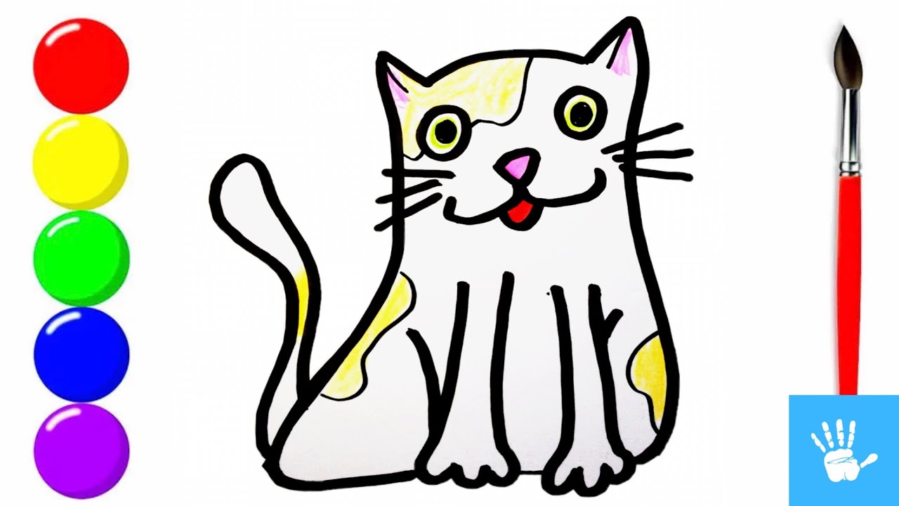 How To Draw a Cute Cat for Children | Bolalar uchun mushuk rasm chizish ...