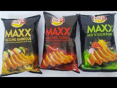 LAY'S MAXX - HOT 'N' SOUR PUNCH - SIZZLING BARBEQUE - MACHO CHILLI #MAXX TASTE!! MAXX CRUNCH!