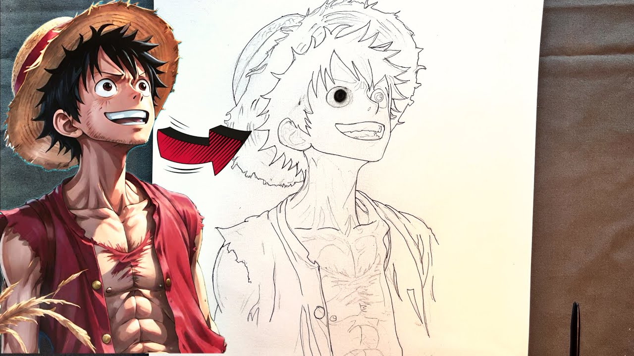 How to draw luffy drawing | how to draw anime art for beginners - YouTube