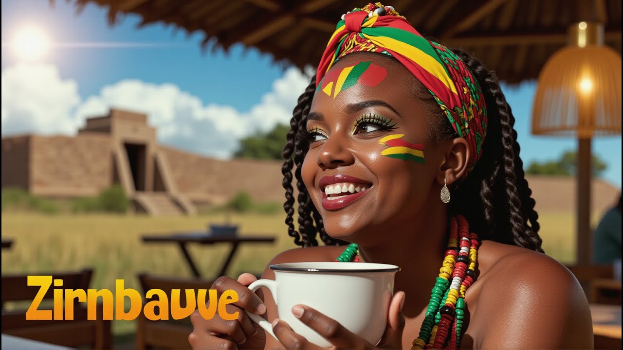 Zimbabwean Café Ambience ☕ | Relaxing Afro-Jazz with Waterfall Views ...
