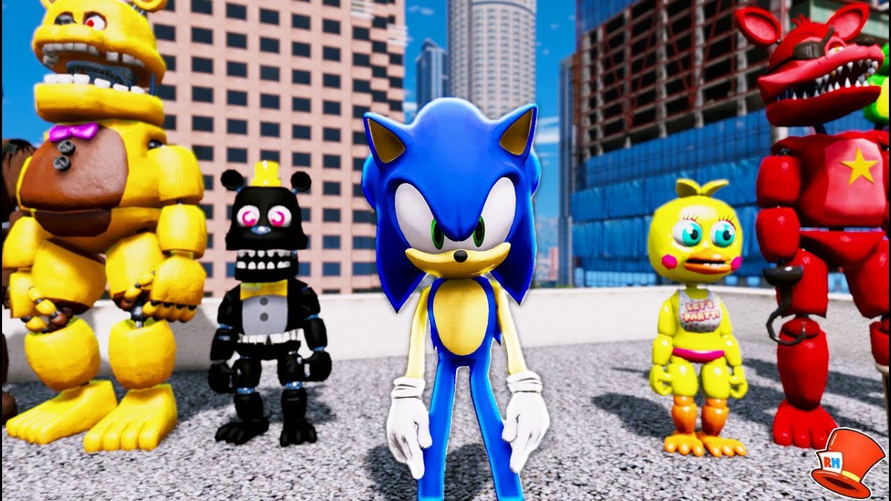 ANIMATRONICS & SONIC THE HEDGEHOG ADVENTURE! (GTA 5 Mods FNAF RedHatter ...
