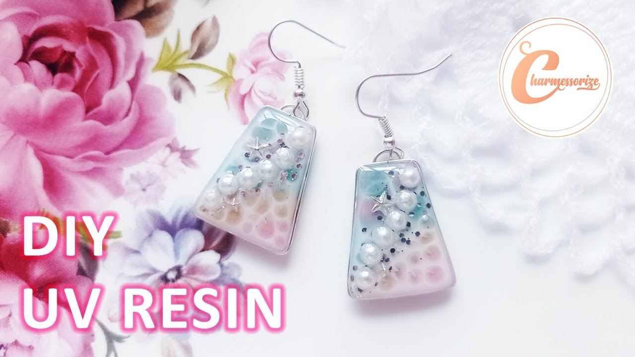 UV レジン | DIY UV Resin Crafts & Accessories| Seafoam UV resin Earrings| Step by step Tutorial ...