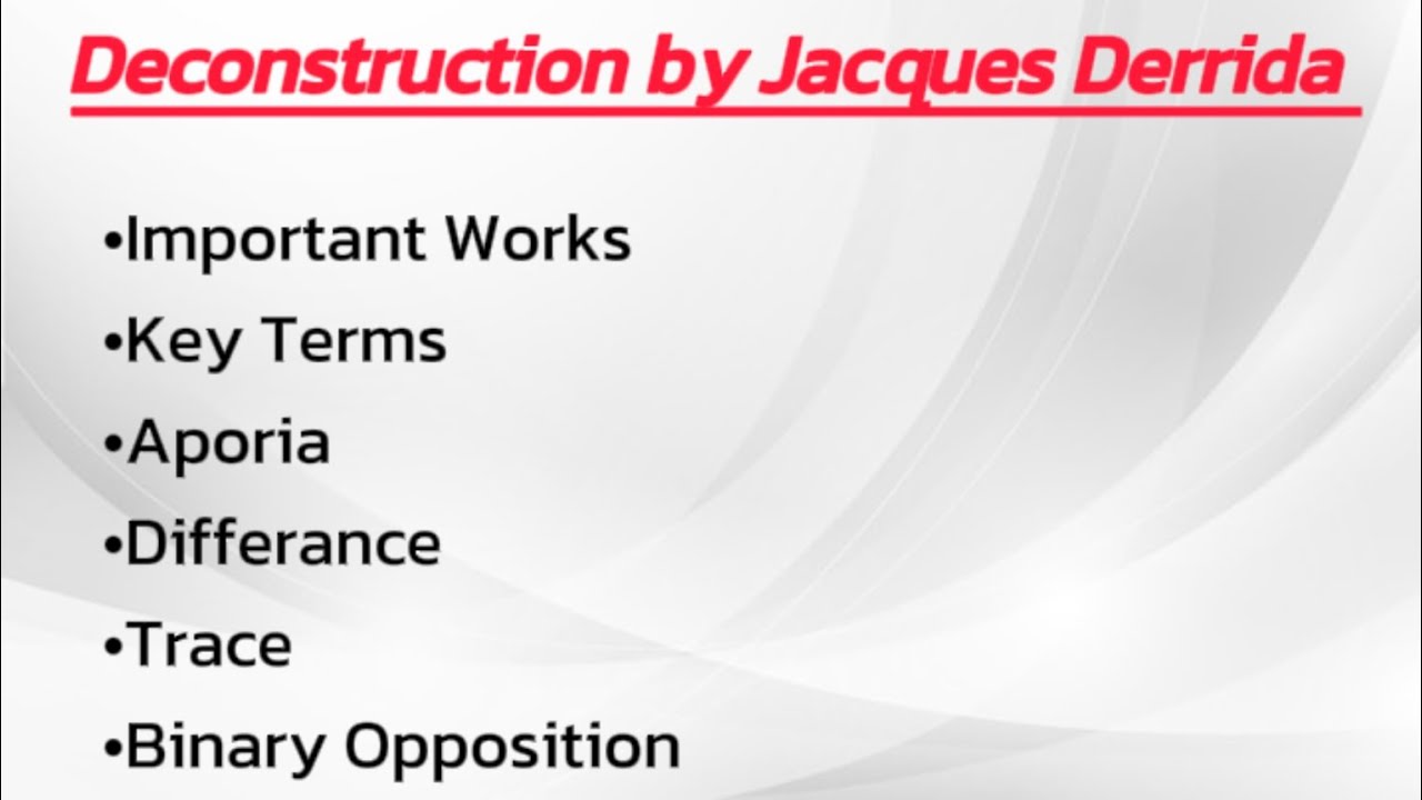 Deconstruction|| Jacques Derrida||Key Terms|| Important Works ...