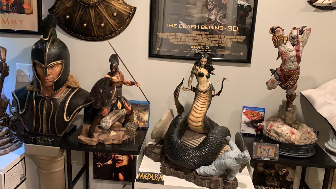 Greek Statues Collection Tour ( Mummy, Troy, Medusa, Kratos) - YouTube