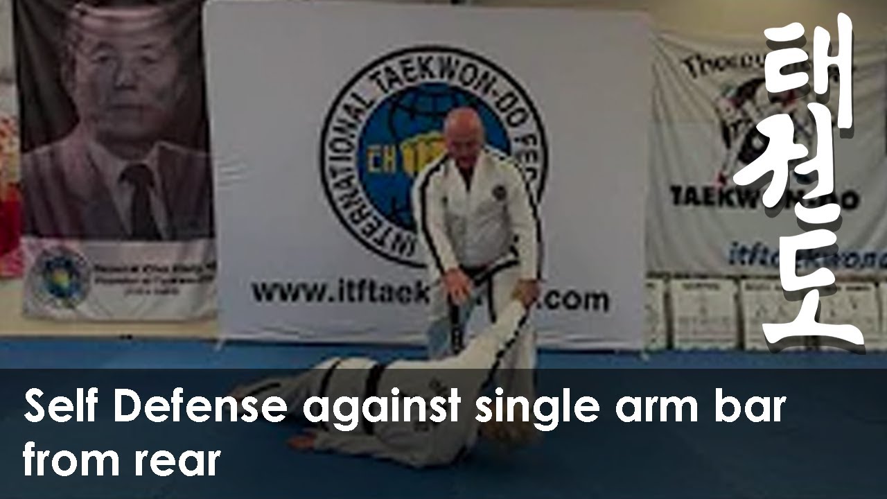 Self Defense against single arm bar from rear - YouTube