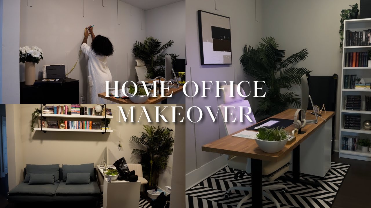 HOME OFFICE MAKEOVER | DIY projects + Renters friendly - YouTube