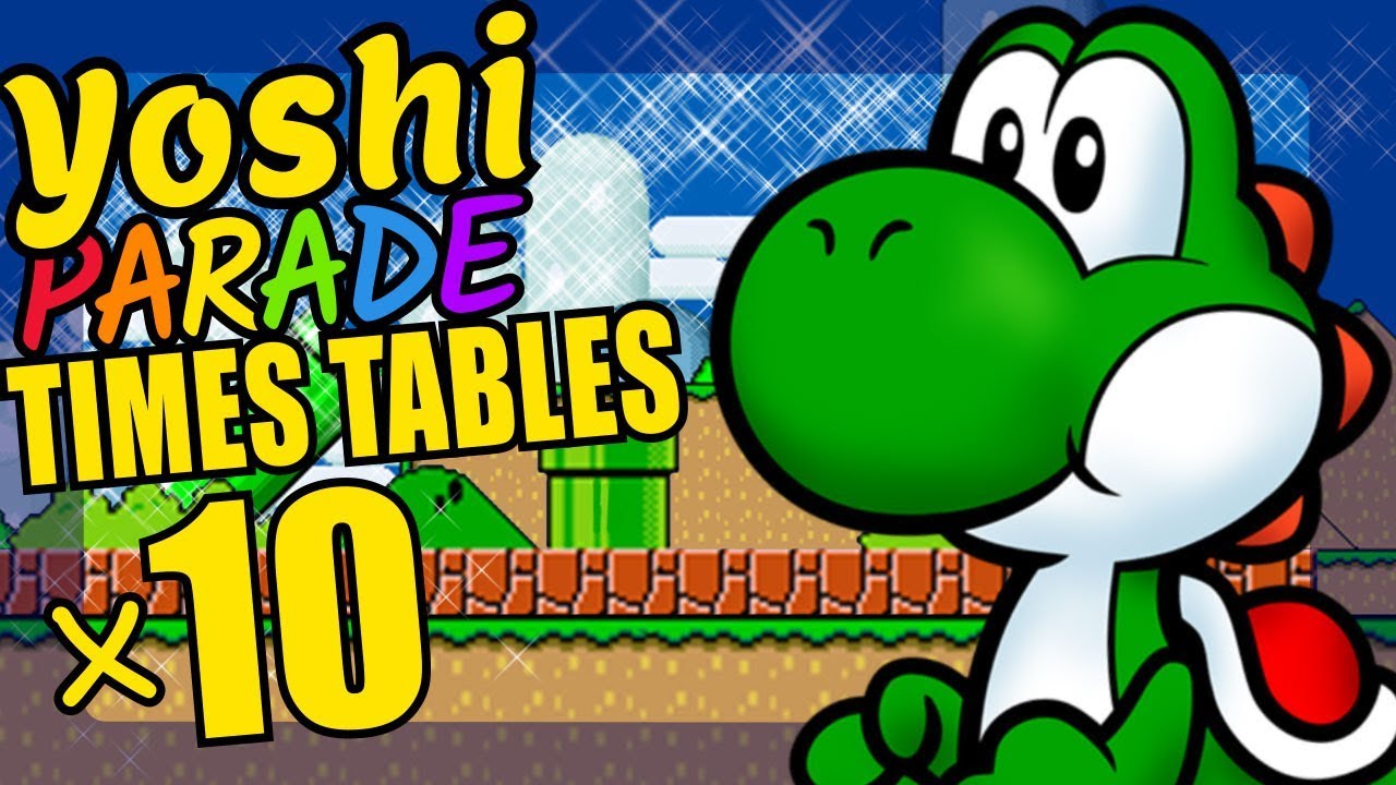 Super Mario Yoshi Teaching Multiplication Times Tables x10 Educational ...