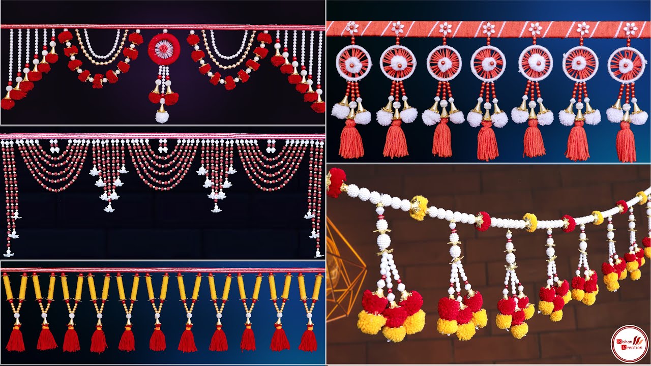 7 Amazing Door Hanging Toran Making || DIY Woolen Toran Design ...