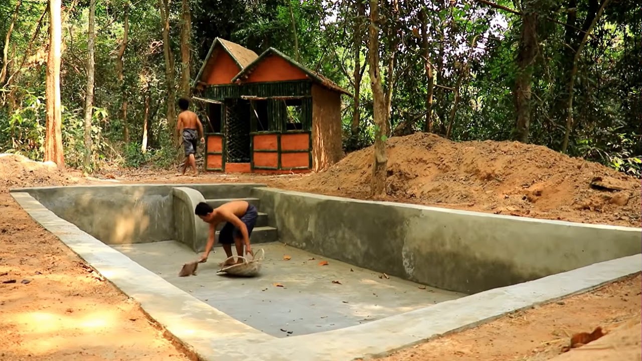How To Build Secret Swimming Pool In Forest #1 - YouTube