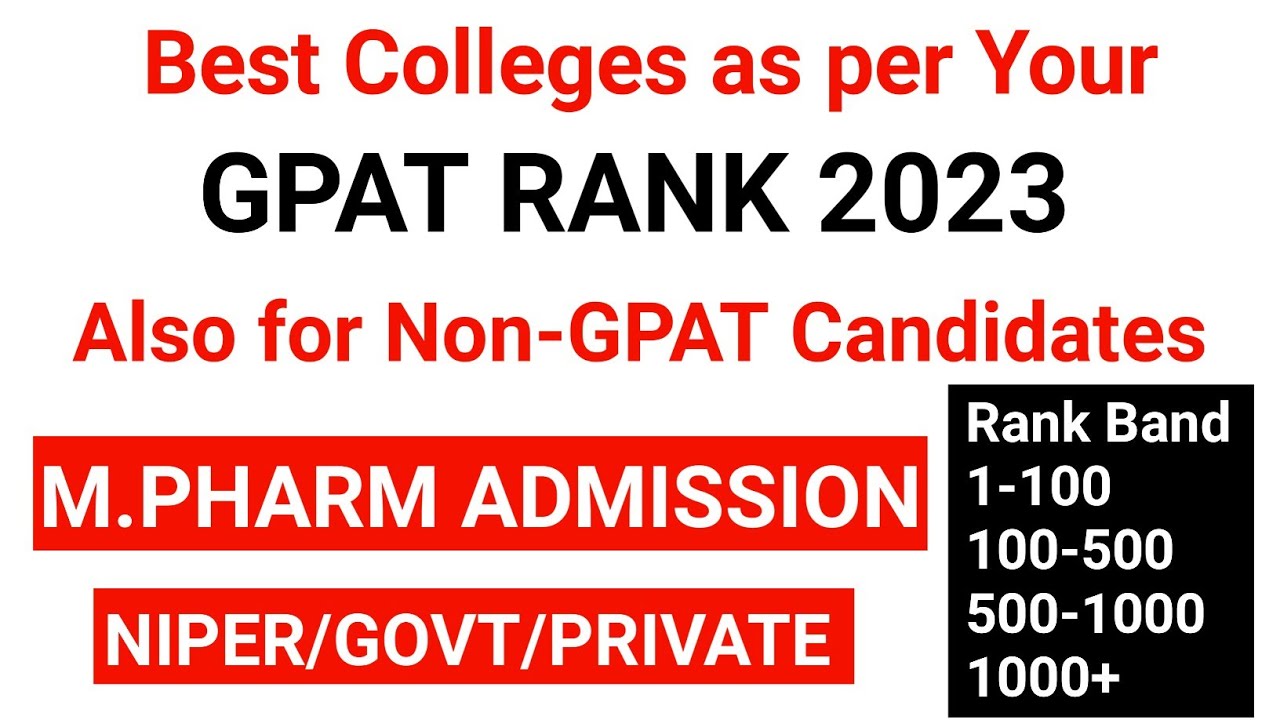Best Colleges As Per Your GPAT Rank || Complete Admission Guidance for ...