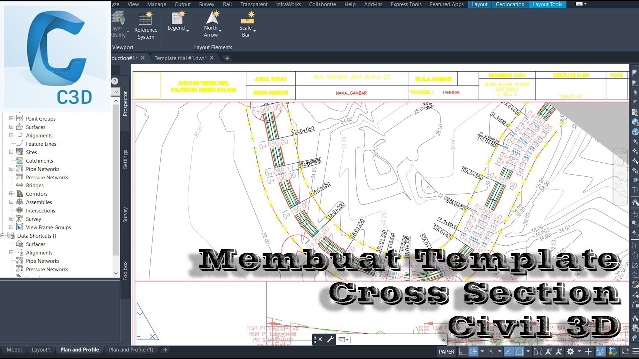 Cara membuat tamplate untuk Cross Section | Civil 3D - YouTube