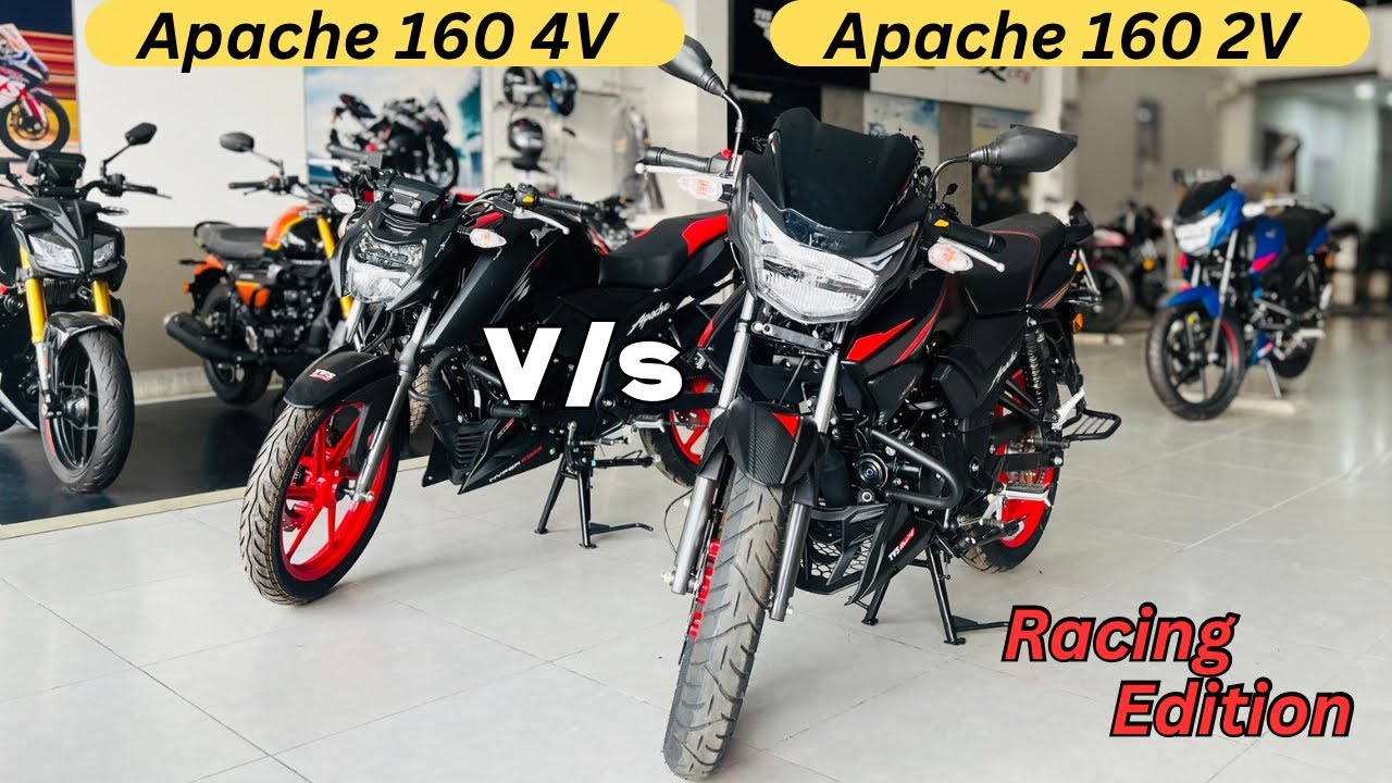 New TVS Apache RTR 160 2V Racing Edition Vs 4V Full Detailed Comparison ...