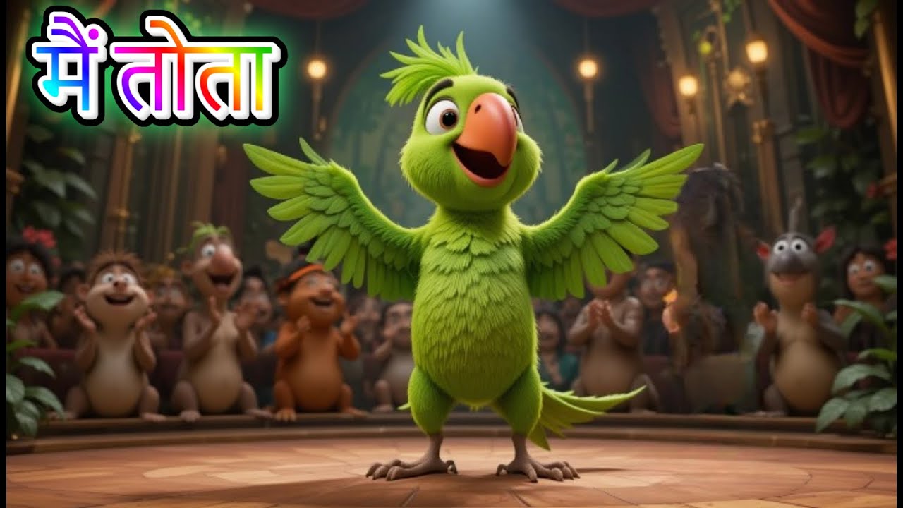 मीठ्ठू तोते का नया धमाल | बच्चों के लिए मजेदार हिंदी गीत | Fun Parrot ...