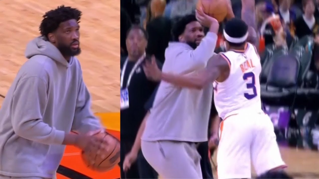 Joel Embiid tried to get shots up but Bradley Beal came FLYING IN ...