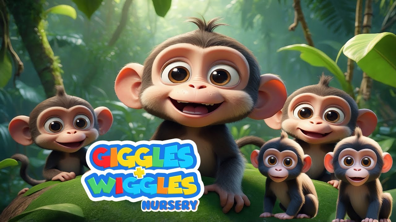 Five Silly Monkeys Swinging High | Counting Backwards From 1-5 Fun for ...
