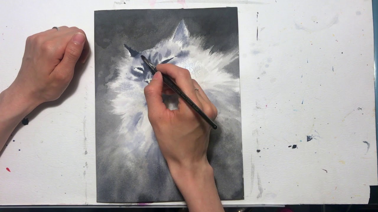 Cat Inkling #47 - Timelapsed Ink Painting - YouTube