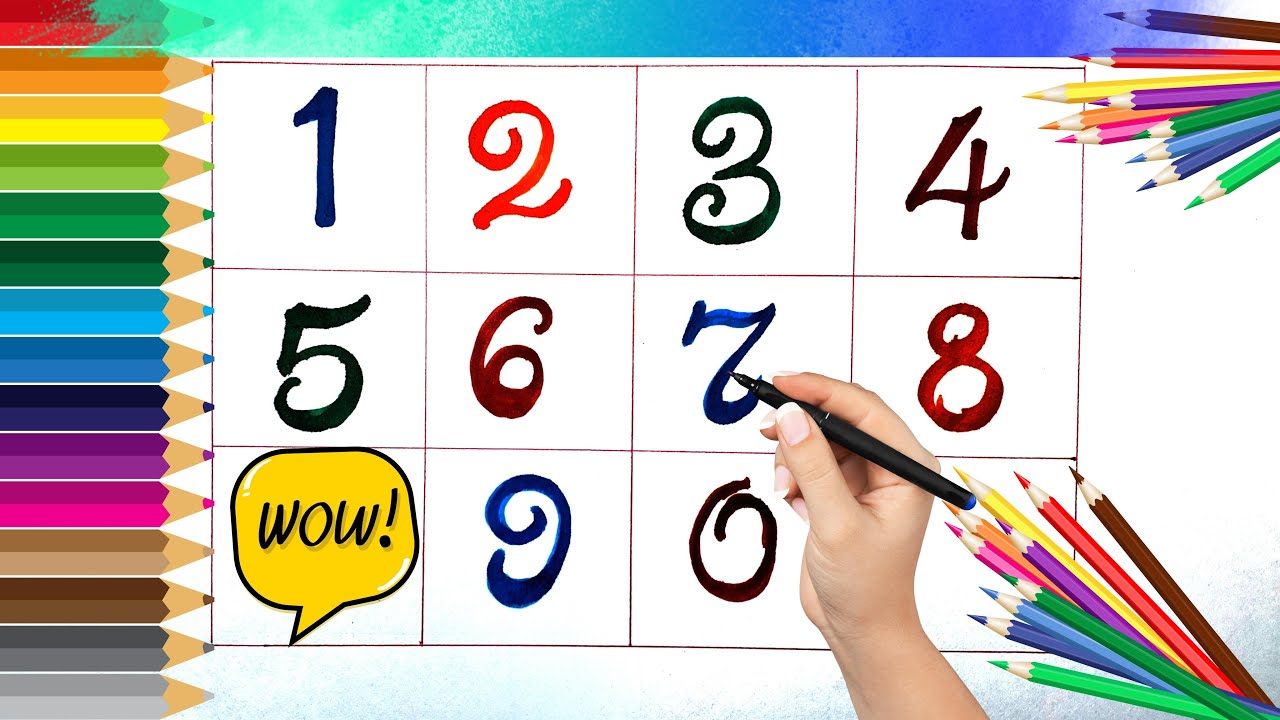 English Number Learning with hand Writing for kids video 1 to 9 - YouTube