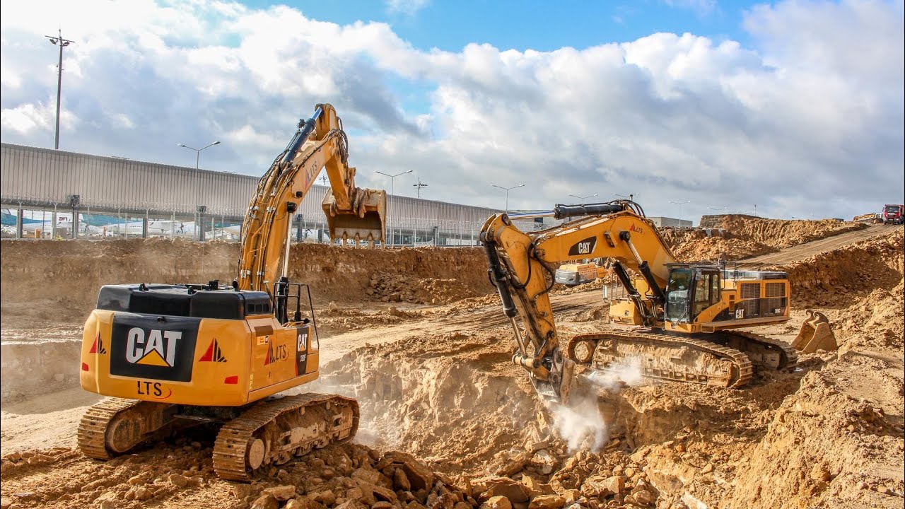 Cat 385C LME and Cat 352F from LTS at work - YouTube