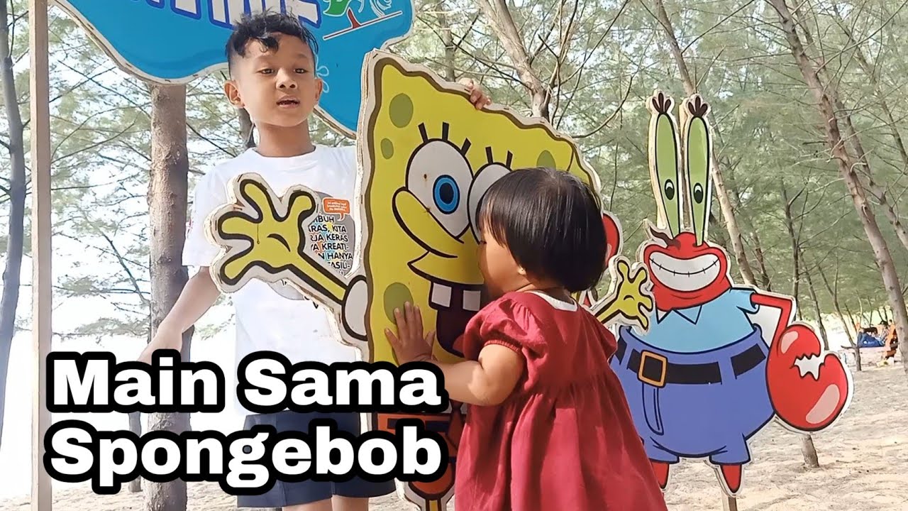 Bermain di Pantai Semilir Dapat Teman Baru dengan Spongebob # ...