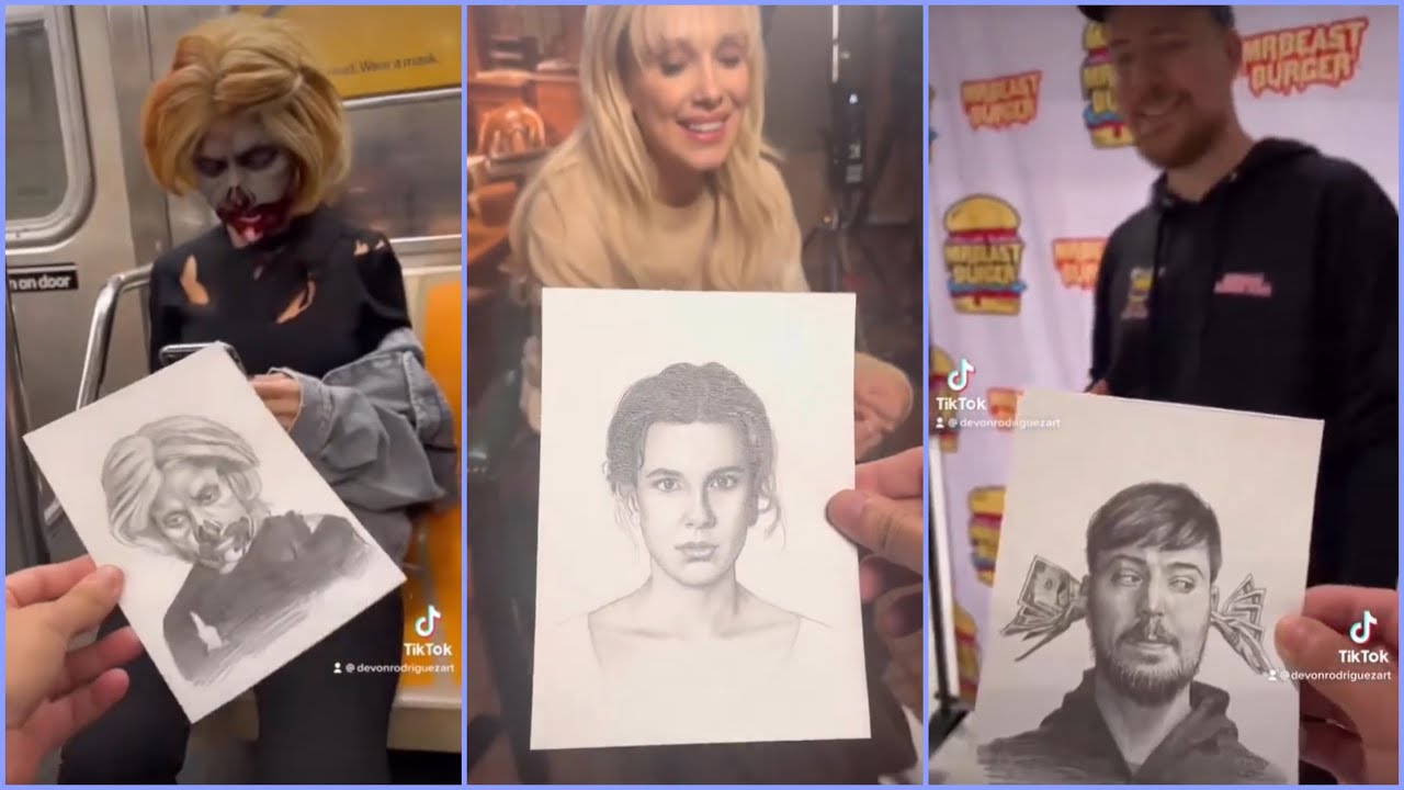 This artist surprise strangers by drawing them - pencil sketch artist ...